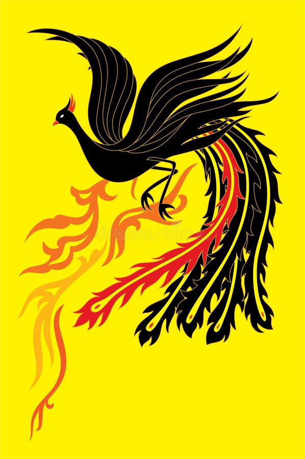 Phoenix monochrome illustration de vecteur. Illustration du logo - 6196874