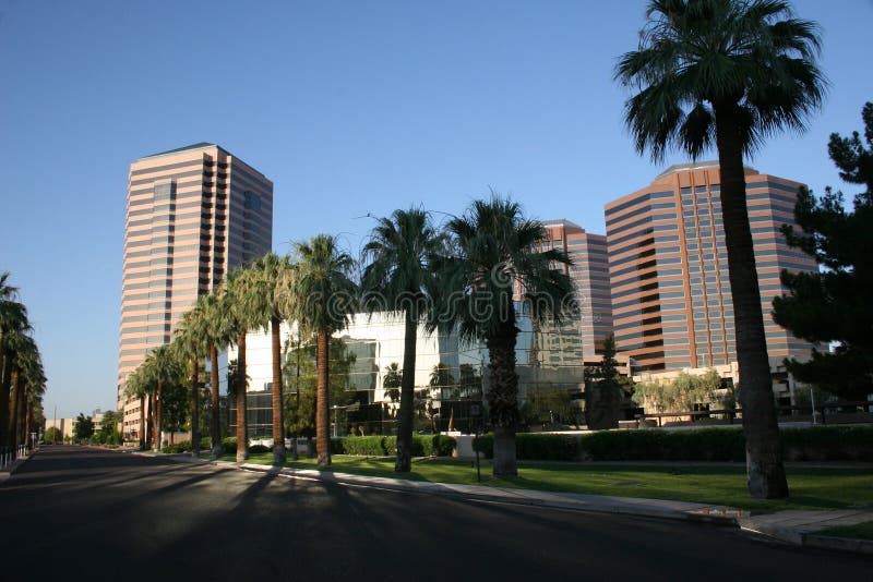 Downtown Phoenix Office Buildings at Night Stock Image - Image of ...
