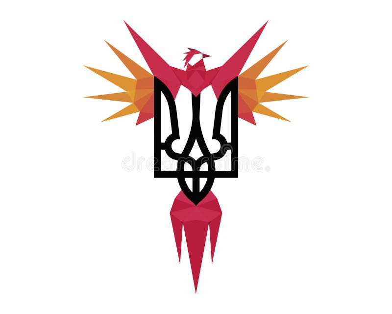 Phoenix Polygonal Design on White Background. Ukrain Emblem in Vector ...