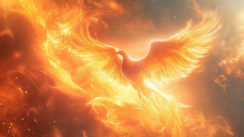 A Phoenix Rises from Swirling Flames in a Vibrant Forest Fire Under ...