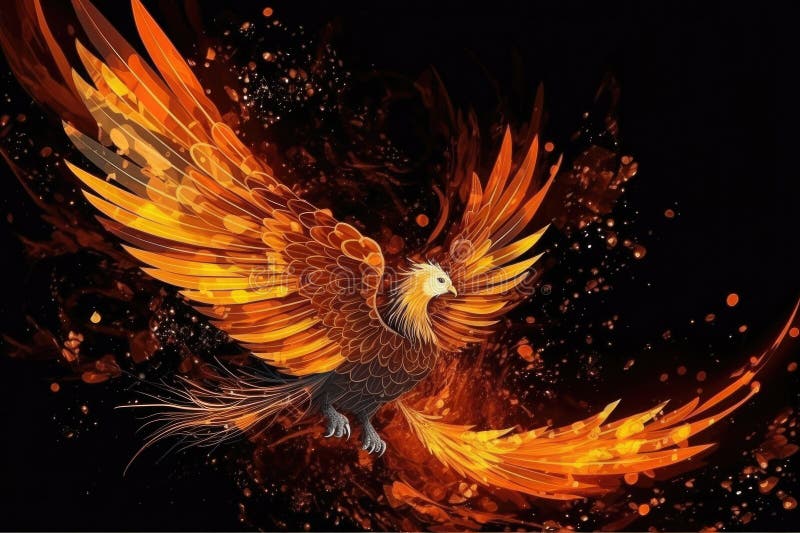 Phoenix Bird Rising from Ash. Generative AI Stock Illustration ...