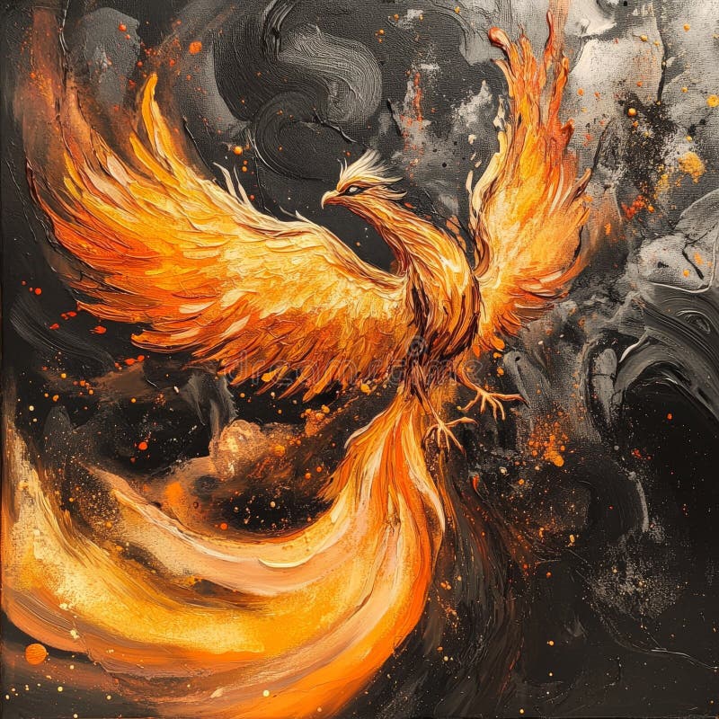 A Phoenix Rising from the Ashes in an Abstract Representation of ...