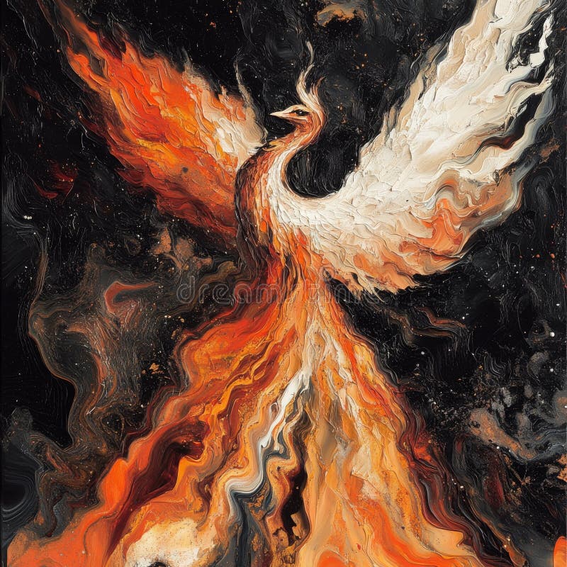 A Phoenix Rising from the Ashes in an Abstract Representation of ...