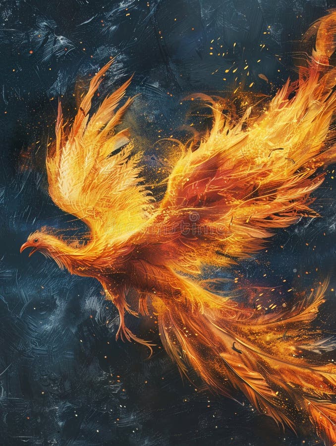 A Phoenix Rising from Ashes Emblematic of Rebirth and Triumphant ...