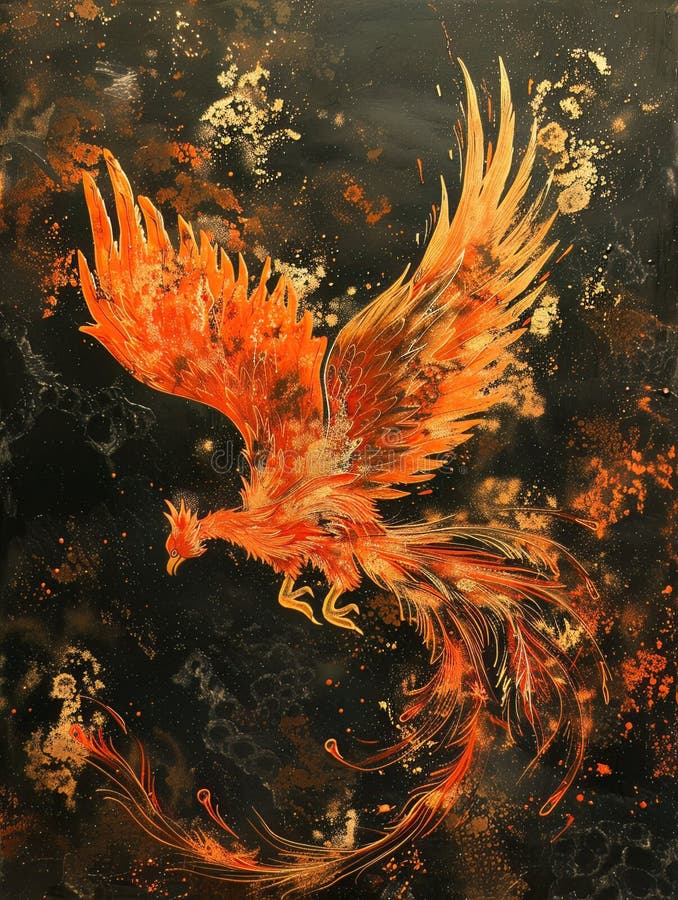 A Phoenix Rising from Ashes Emblematic of Rebirth and Triumphant ...