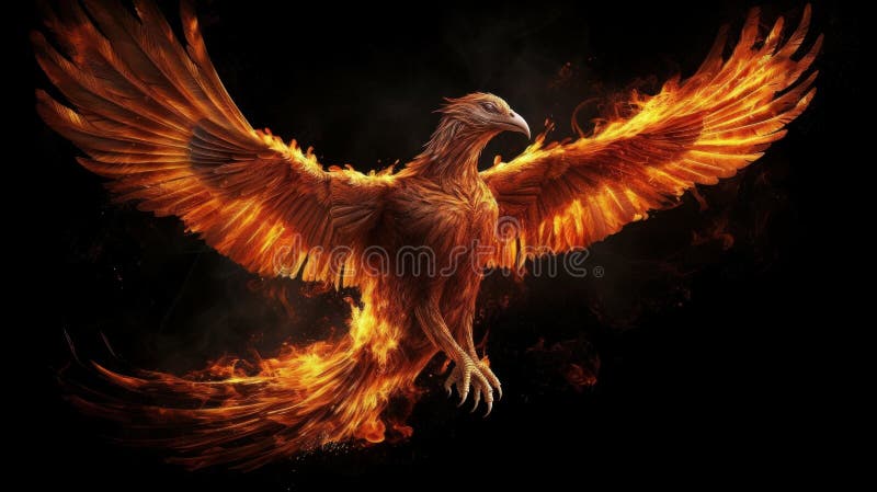 Phoenix Rising from Flames. Generative AI Stock Illustration ...