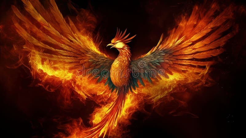 Phoenix Rising from Flames. Generative AI Stock Illustration ...