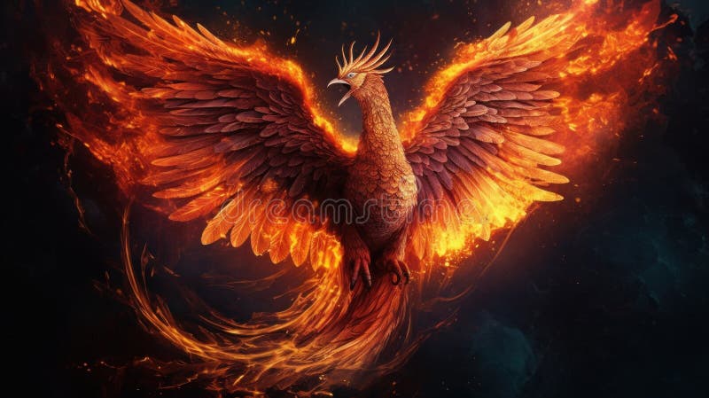 Phoenix Rising from Flames. Generative AI Stock Illustration ...
