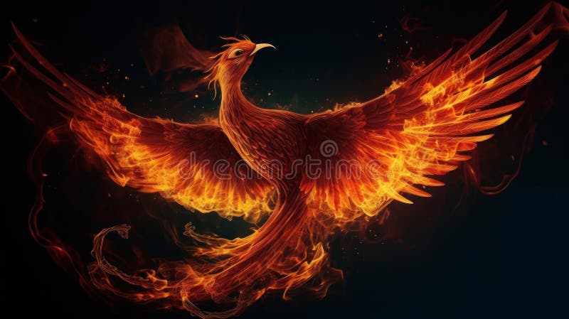 Phoenix Rising from Flames. Generative AI Stock Illustration ...