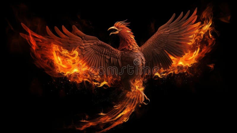 Phoenix Rising from Flames. Generative AI Stock Illustration ...