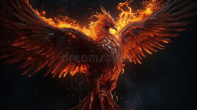 Phoenix Rising from Flames. Generative AI Stock Illustration ...