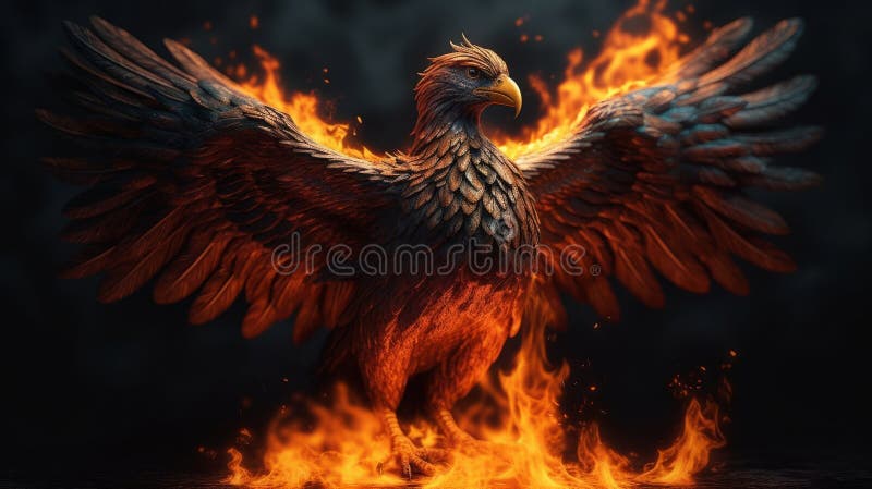 Phoenix Rising from Flames. Generative AI Stock Illustration ...