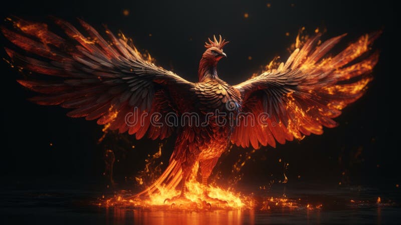 Phoenix Rising from Flames. Generative AI Stock Illustration ...