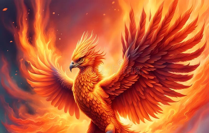 Phoenix Rising from Flames – Mythical Bird of Rebirth and Fire Stock ...