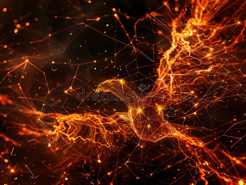 A Phoenix Rising from a Network - Abstract Background Artistic Image ...