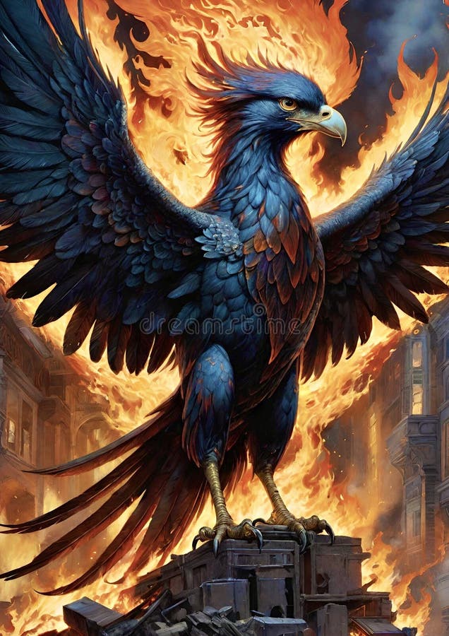 Phoenix Rising from the Smoke and Ashes Stock Illustration ...