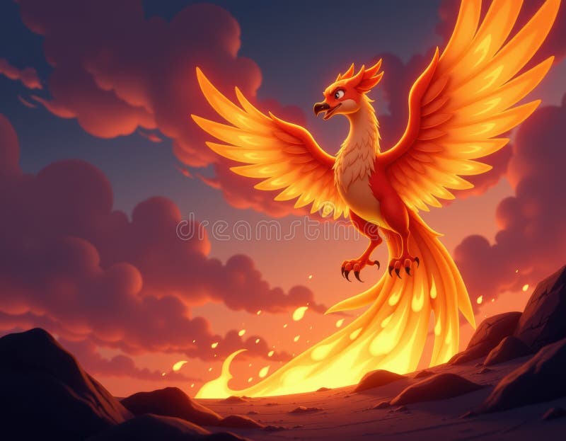 Phoenix Rising at Sunset stock illustration. Illustration of bird - 355240130
