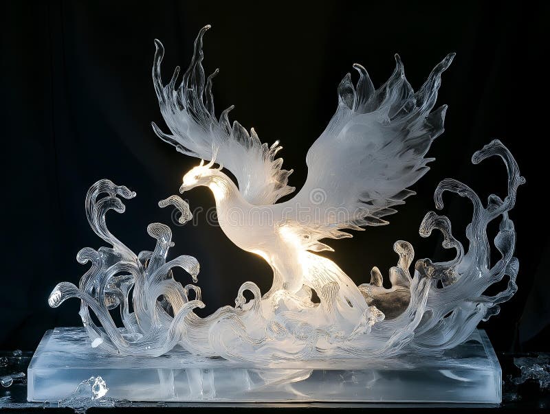 Phoenix Rising from Water, White and Blue, Dynamic Action, Mythical ...