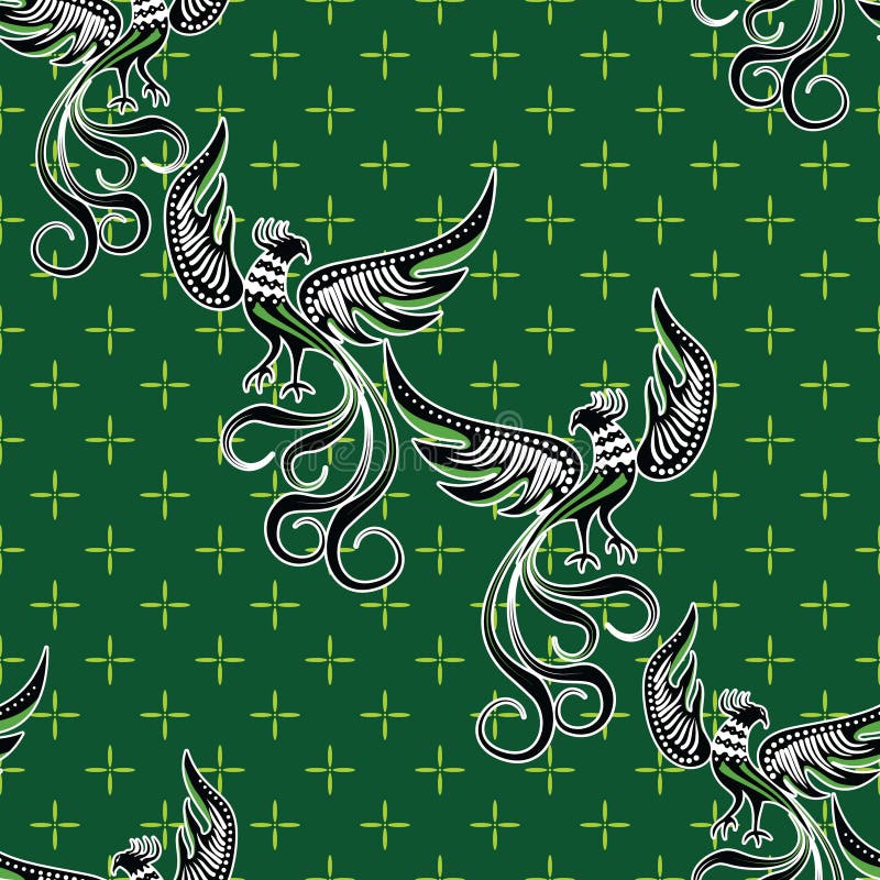Phoenix Seamless Pattern Vector, Illustration Abstract Phoenix Fantasy ...