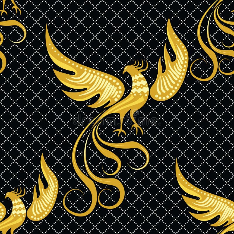 Phoenix Seamless Pattern Vector, Illustration Abstract Phoenix Fantasy Bird Stock Vector ...