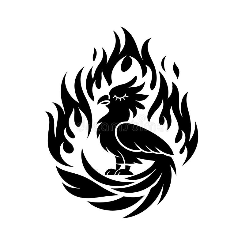 Phoenix Silhouette Vector with Flames Symbolizing Rebirth and ...