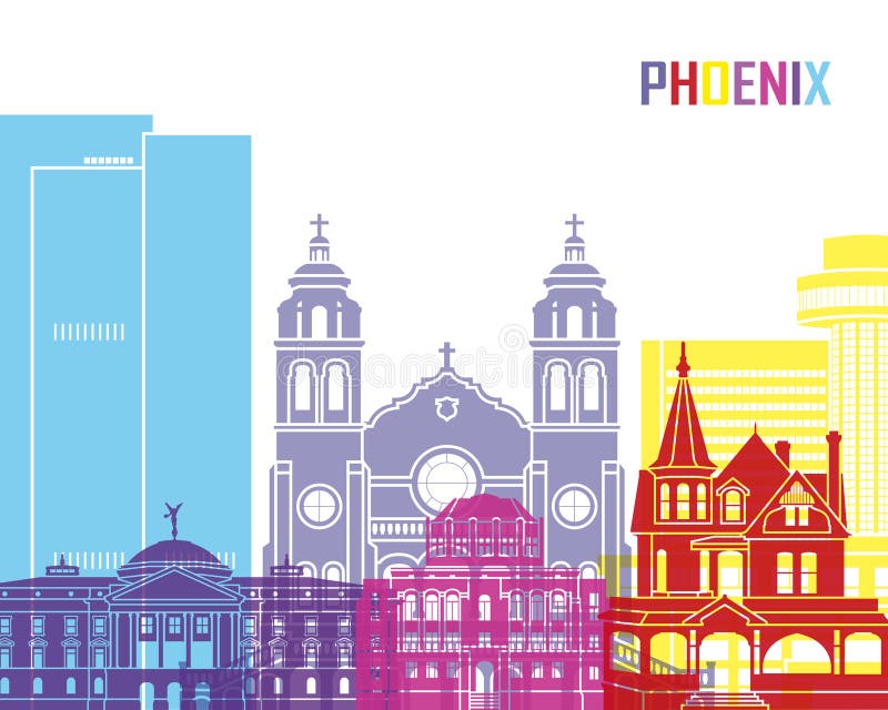 Phoenix skyline pop stock vector. Illustration of phoenix - 74042776