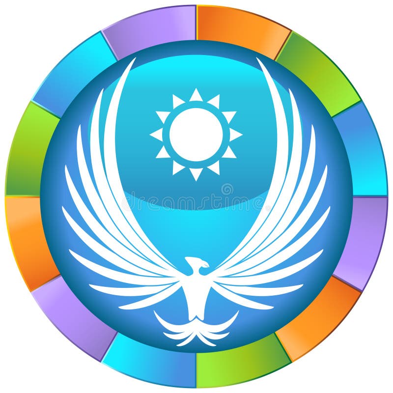 Phoenix with Sun stock vector. Illustration of icon, design - 9416651