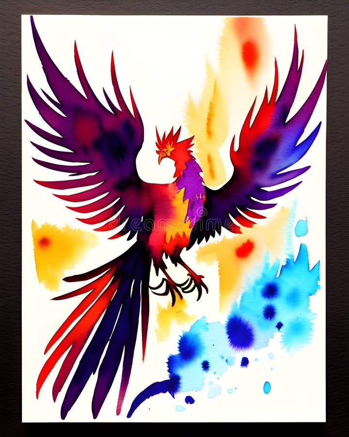 Phoenix watercolour stock illustration. Illustration of sketch - 293205092