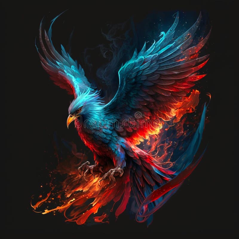 Phoenix with Wing Open stock illustration. Illustration of cartoon ...