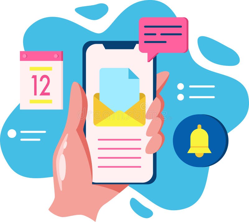 Hand Holding Phone with Message. Stock Vector - Illustration of ...