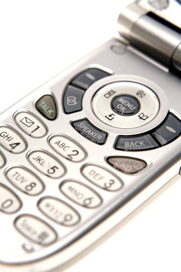 Silver Cellular Flip Phone stock photo. Image of color, buttons - 43988