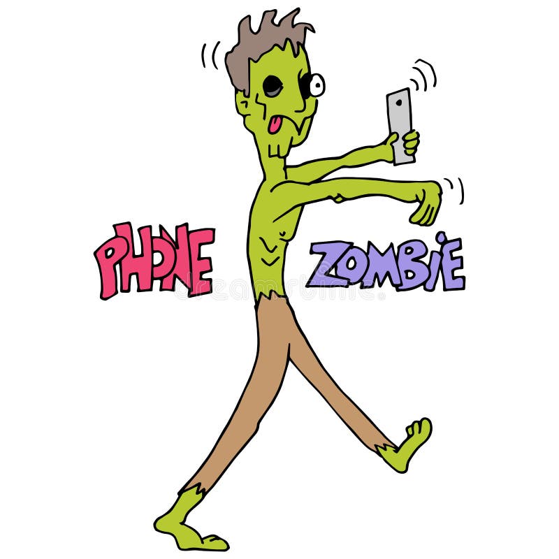 Phone Addicted Zombie stock vector. Illustration of zombie - 87698365