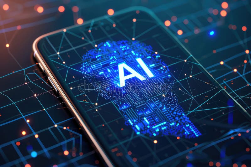 Phone with AI Computing Brain, Artificial Intelligence Stock ...