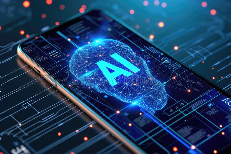 Phone with AI Computing Brain, Artificial Intelligence Stock ...