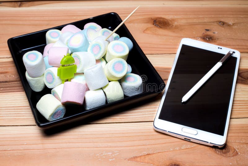 Phone Android M (6.0) is Marshmallow Editorial Photo - Image of candy ...