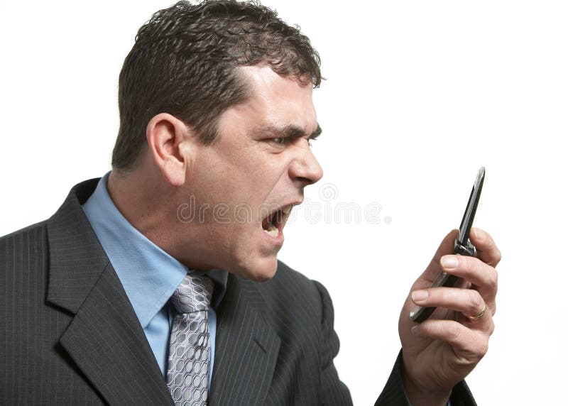 Scream of Angry Stressed Man at Phone Stock Photo - Image of face ...