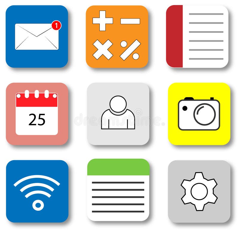 Phone App Icons stock vector. Illustration of cartoon - 259677201