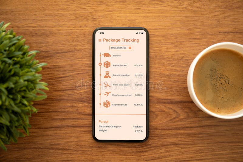 Phone with App Tracking Delivery Package on the Screen Stock Photo ...