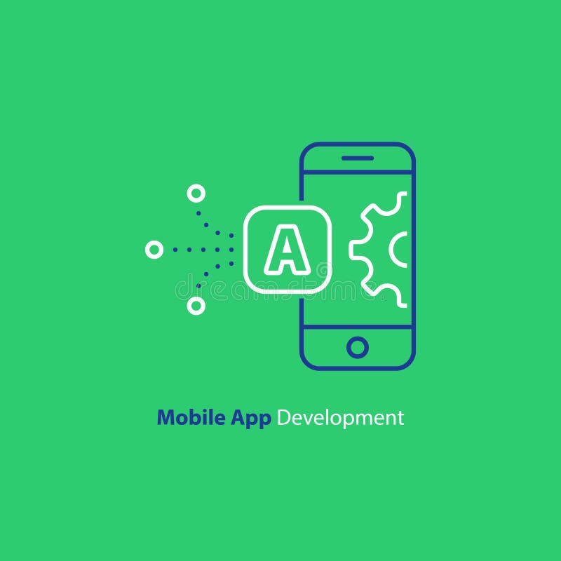 Phone App Upgrade and Improvement, Mobile Technology, Line Icon Stock ...