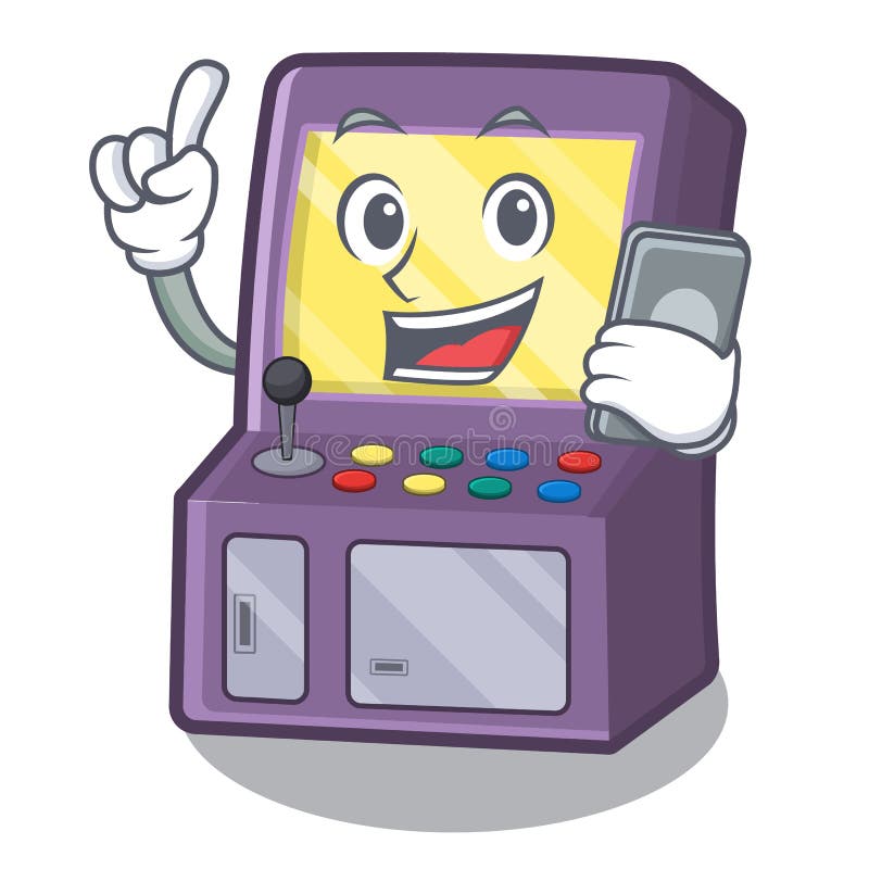 With Phone Arcade Machine Isolated with the Character Stock Vector ...