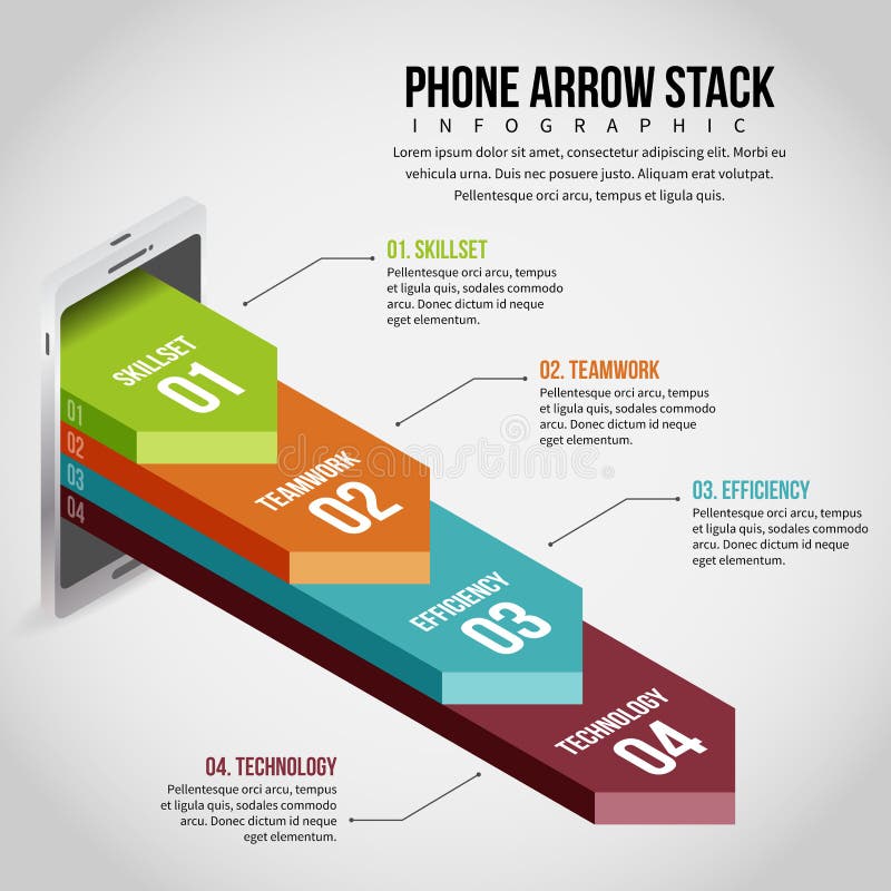 Phone Arrow Stack Infographic Stock Vector - Illustration of element ...