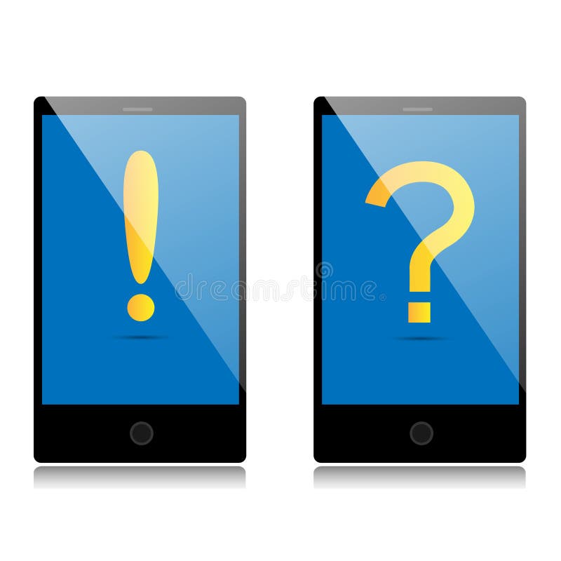 Phone with Attention Icon and Phone with Question Icon Stock Vector ...