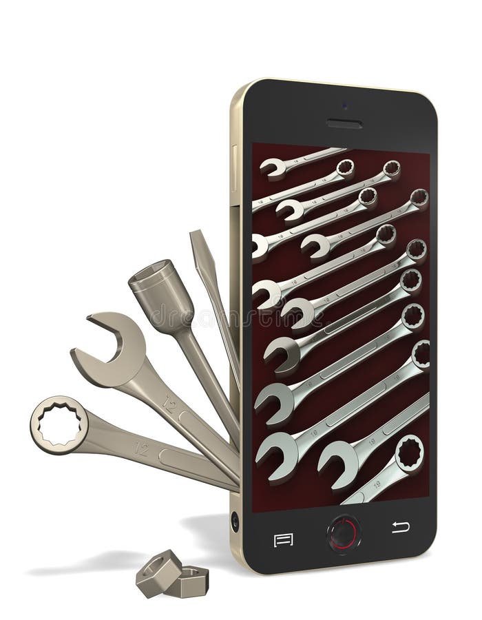 Phone and bench tools stock illustration. Illustration of tool - 29589914