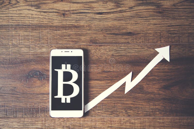 Phone with Bitcoin Sign in Screen Stock Photo - Image of modern, money ...