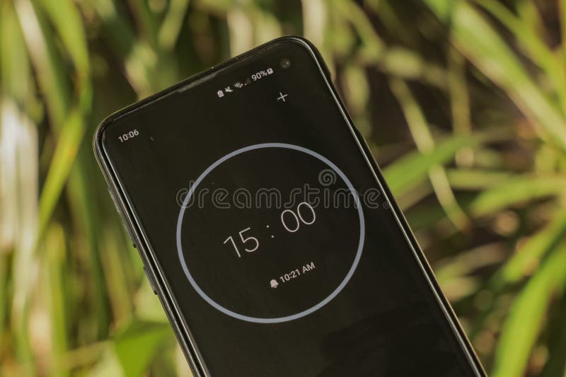 Phone with Black and White 15-minute Timer Stock Image - Image of ...