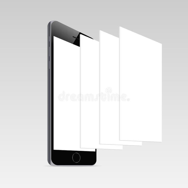 Phone with Blank Screen and Blank Framework Web Pages Stock Vector ...