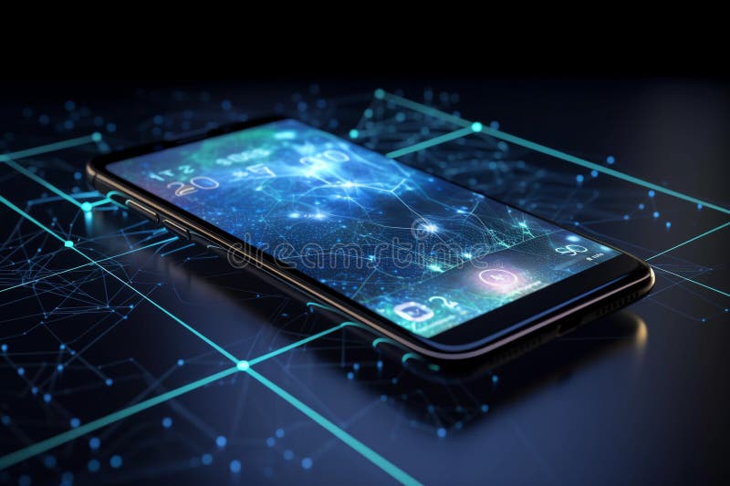 A Phone with a Blue Background and a Blue Background with a Map of the ...