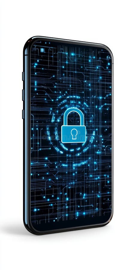 A Phone with a Blue Lock on it Stock Illustration - Illustration of ...