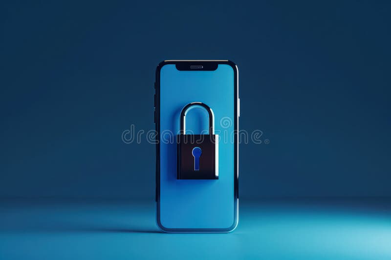 A Phone with a Blue Lock on it. Stock Image - Image of encryption ...