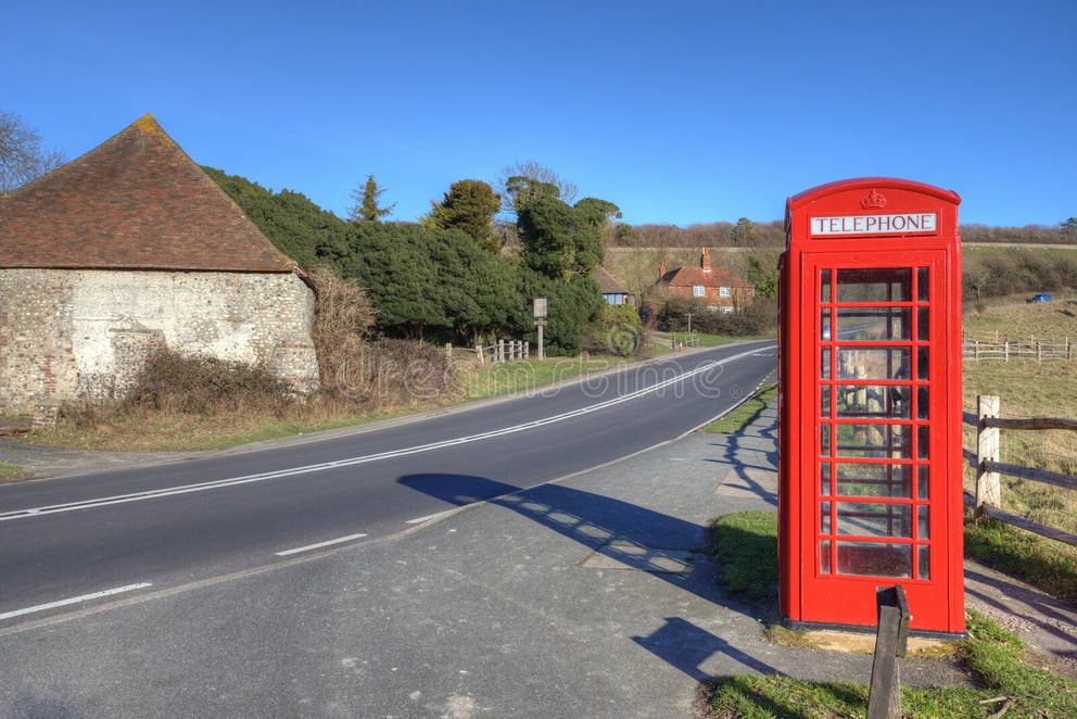 Phone booth in countryside stock image. Image of england - 18295465